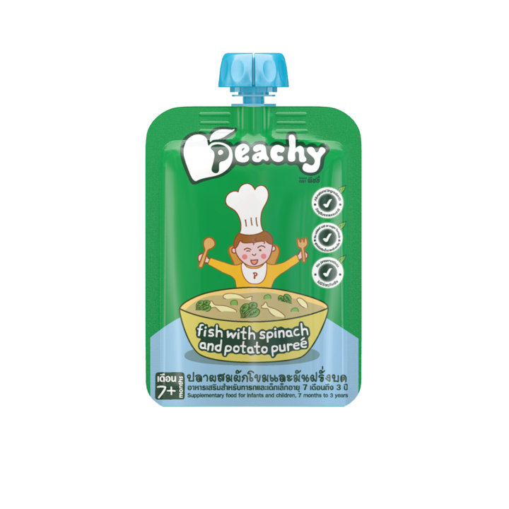 Peachy อาหารเสริมเด็ก รสปลาผสมผักโขมและมันฝรั่งบด 1 ถุง | Lazada.co.th
