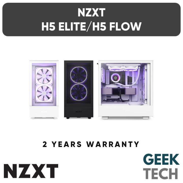 NZXT H5 Elite/H5 Flow Premium Compact Mid-Tower ATX Casing - Dedicated Fan Angled To Cool GPU ...