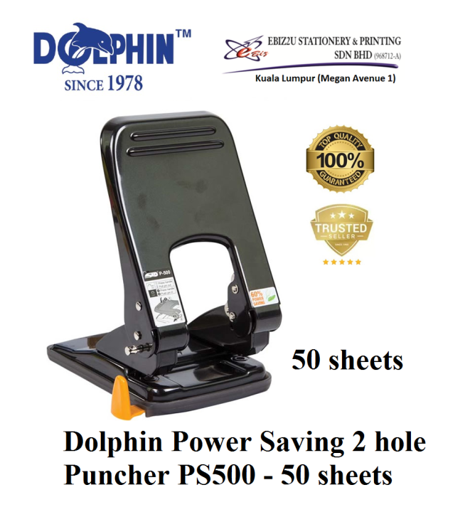 Dolphin Power Saving 2 hole Puncher PS500 - 50 sheet penumbuk 2 lubang ...