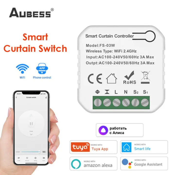 Tuya WiFi Curtains Switch Connected Roller Shutters Control Blinds ...