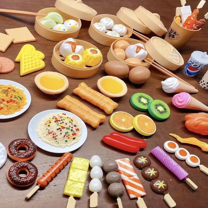 Children play kitchen toys simulation food barbecue chaffy dish so ...