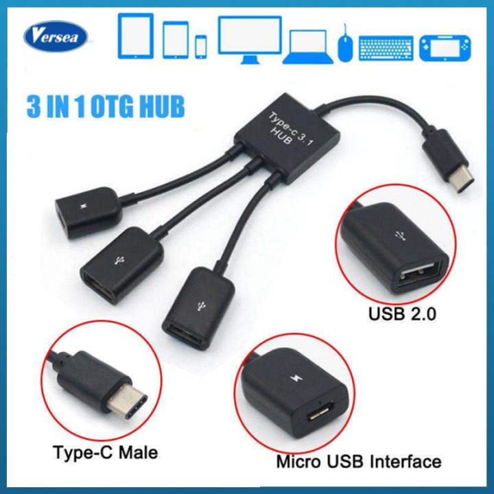 Versea 3 In 1 Micro OTG USB Port Game Mouse Keyboard Adapter Cable ...