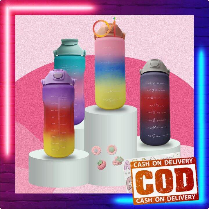 AI-C581 Botol Air Motivasi Thumbler Pelangi Botol Minum Tumbler 2Liter ...