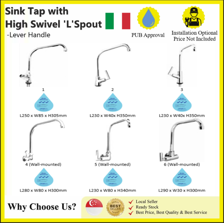 [ SG PUB Approval&AuthorizedSeller]High-Quality Sink Tap w High Swivel ...