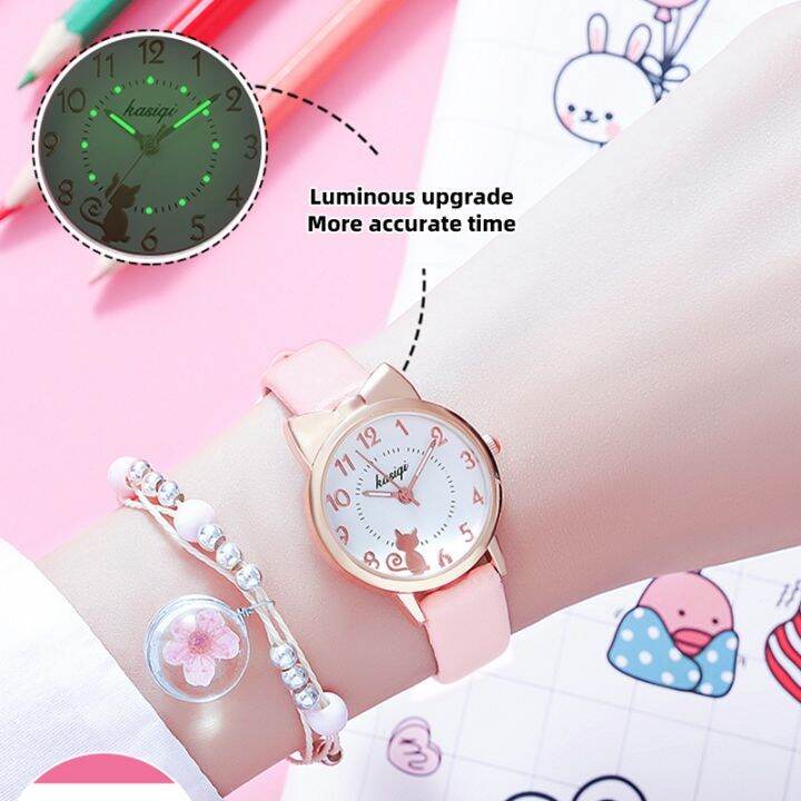 Round Shape Cute Luminous Watches Women Casual Belt for Kid Wrist ...