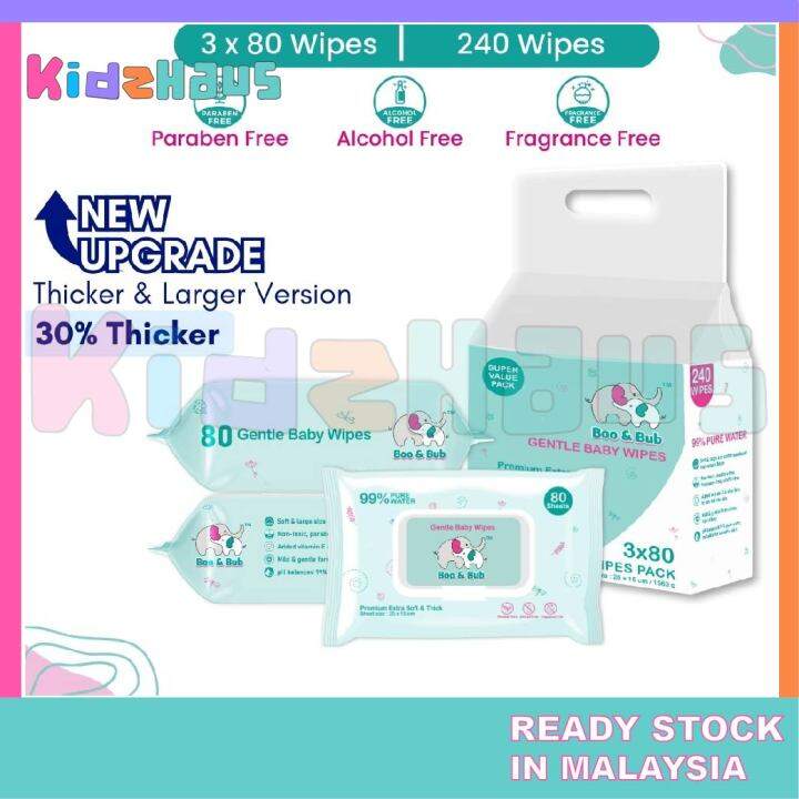 Boo&Bub 3x80pcs Baby Hand Mouth Wipes / Wet Tissue | Alcohol-free ...