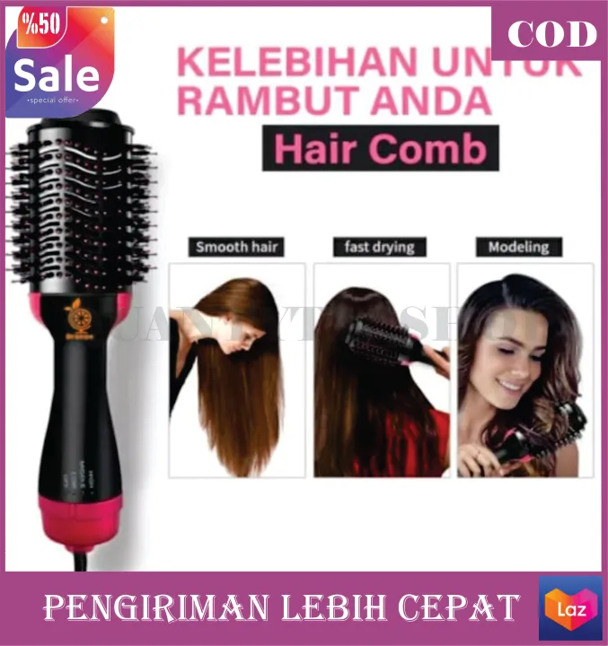 BISA COD !! Sisir Catok Pelurus Rambut 3 In 1 Pengering Rambut Hedrayer ...