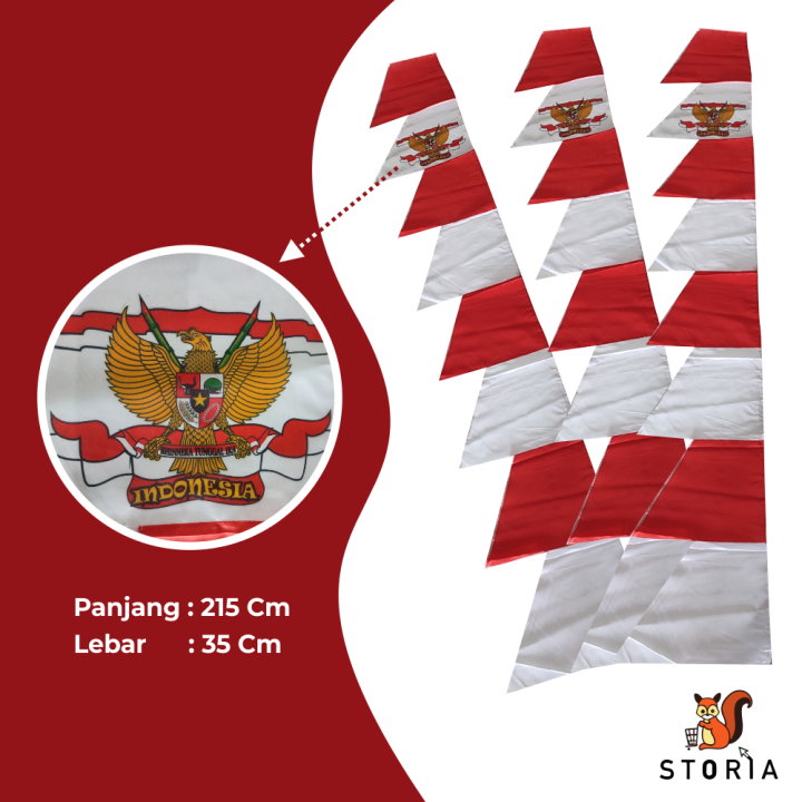 Bendera Umbul-Umbul Warna Merah Putih Garuda Panjang Segitiga 8 Mata | Lazada Indonesia