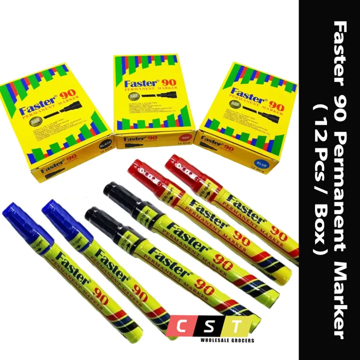 Faster 90 Permanent Marker (12Pcs/Box) | Lazada