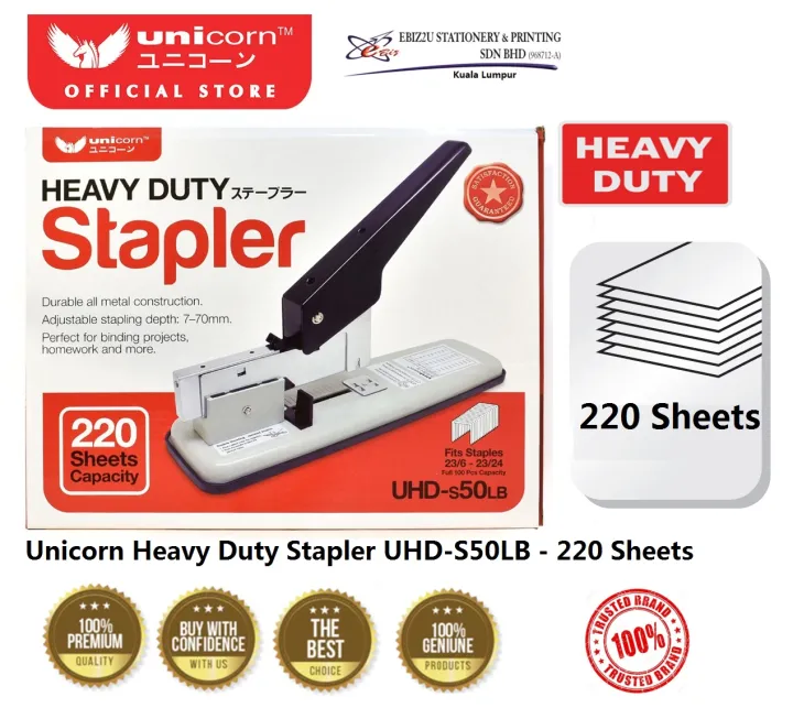 Unicorn Heavy Duty Stapler UHD-S50LB - 220 Sheets (alat pengokot, kawat ...