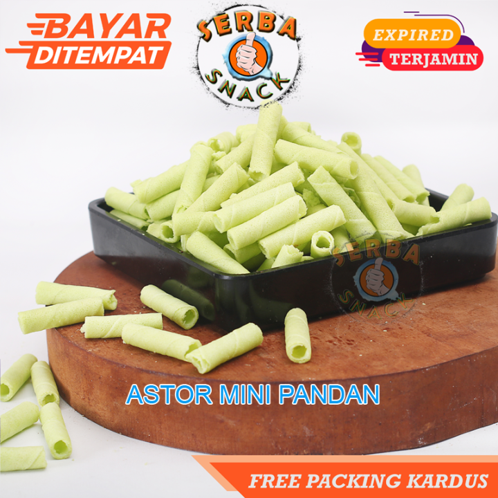 Serba Snack Astor mini kiloan 125gram Stik Barcelona Rasa pandan coklat ...