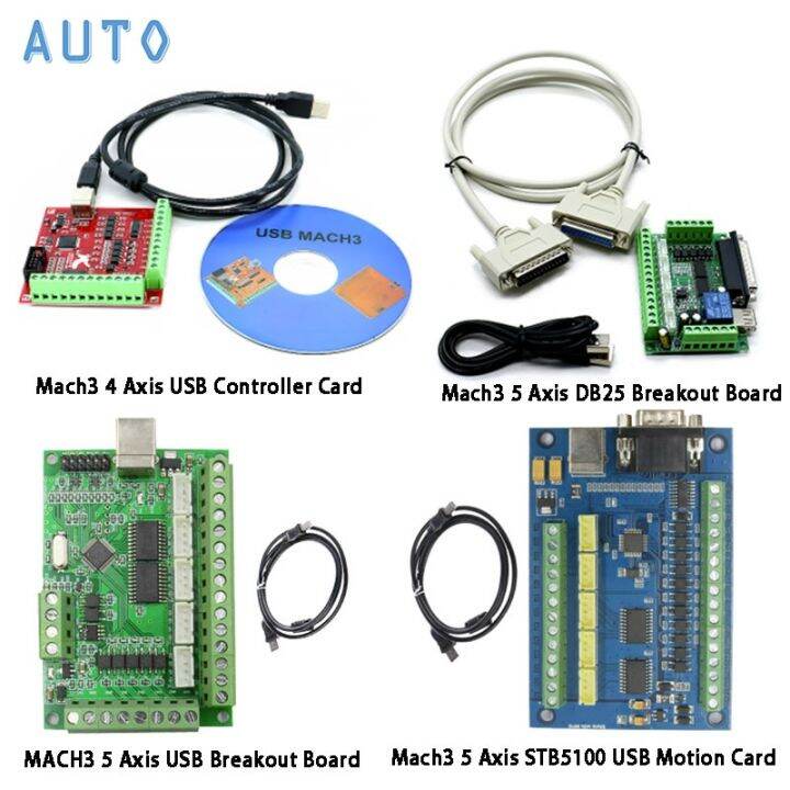 ☂ MACH3 Breakout Board 100KHz USB DB25 STB5100 5 4 Axis Interface ...