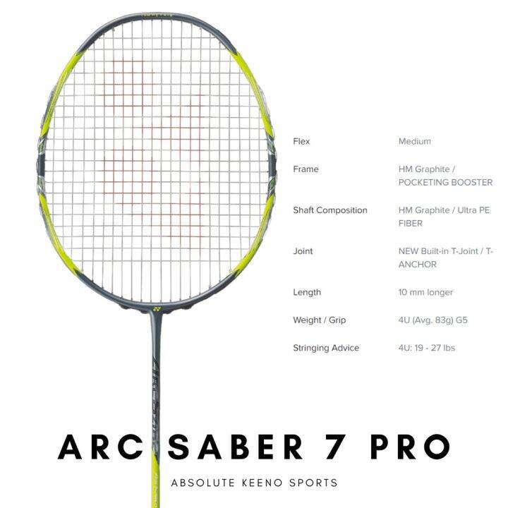 YONEX ARCSABER 7 PRO ไม้แบดมินตัน สำหรับผู้เล่นคอนโทรล ออกแบบเพื่อการตีได้ไกลขึ้นและแม่นยำ ก้าน ...