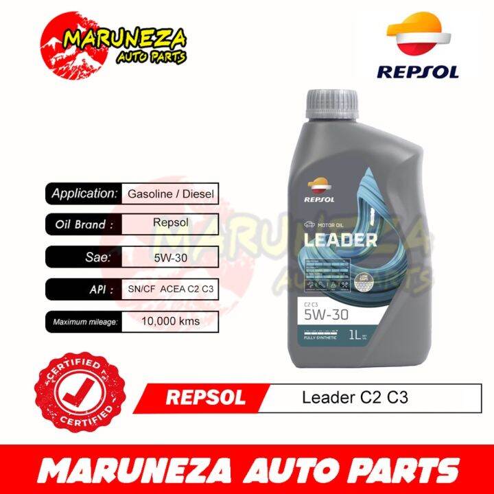 REPSOL Leader C2 C3 5W30 100 Fully Synthetic API SNCF 1Liter☆ | Lazada PH