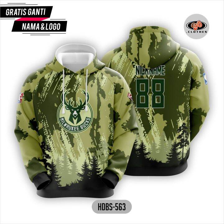 Jaket/Hoodie Basket NBA Milwaukee Bucks Custom Nama Dan Logo Full ...