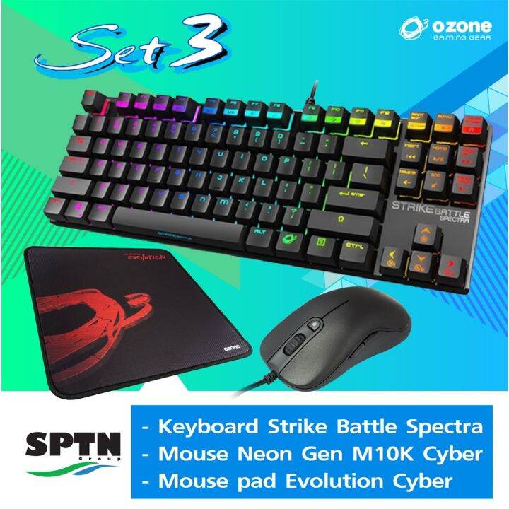 Gaming Ozone Jumbo Set.3 Strike Battle Spectra Keyboard Mechanical Blue ...