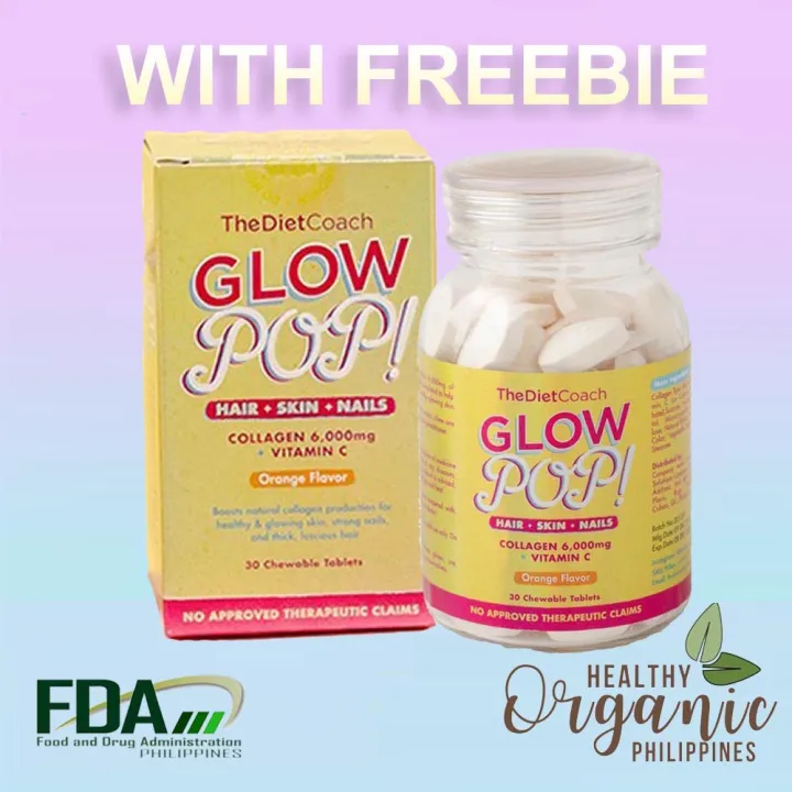 The Diet Coach Glow Pop Collagen Chewable Tablet Vitamin C Sodium ...