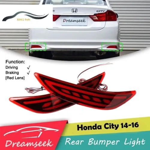 XINFAN LED Reflector Rear Bumper Tail Light for Honda City 2014 2015 ...