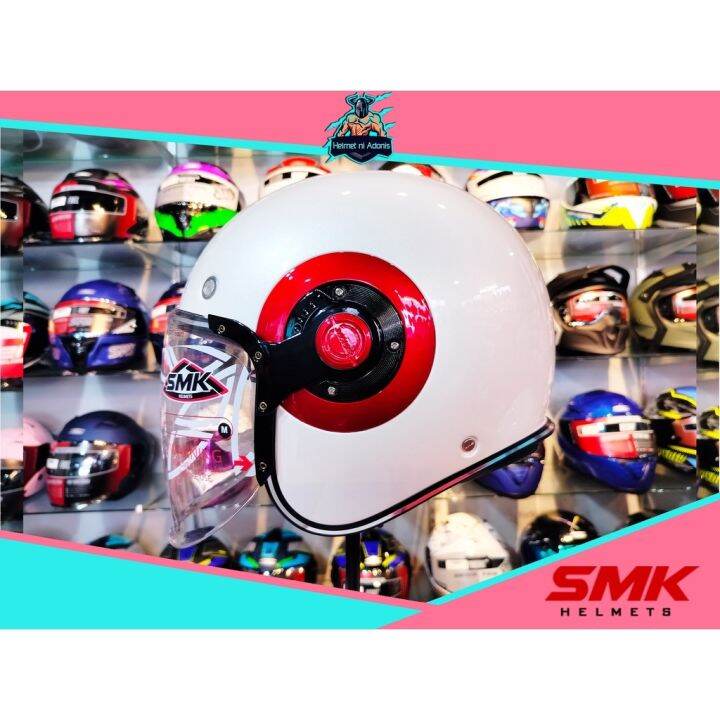 SMK Retro Jet Classic Vintage Half Face Helmet mio cover led headlight ...