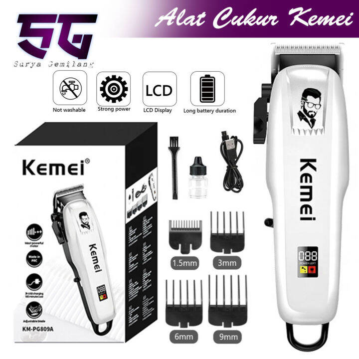 Mesin Cukur Rambut Kemei KM-PG809A LCD Display Alat Potong Rambut Barbershop Elektrik Hair ...