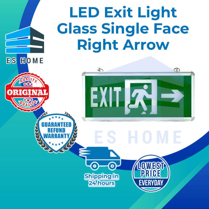 Glass Type 3W LED Exit Light Running Man with Right Arrow Single Face ...