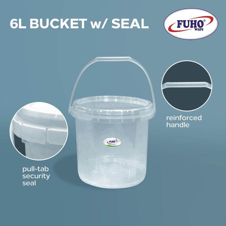 FUHO 3 pcs 6L Bucket with Seal Storage Plastic Container Pail Canister ...
