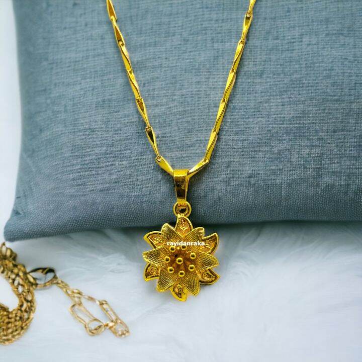 Rayidanraka kalung rantai emas + liontin bunga melati cantik panjang ...