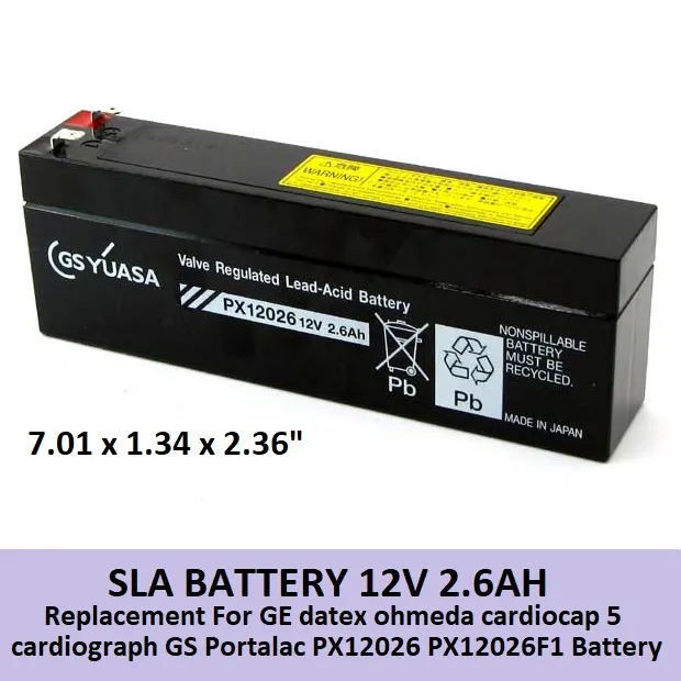 GE Datex Ohmeda Cardiocap 5 SLA Battery 12V 2.6Ah GS Yuasa Portalac ...