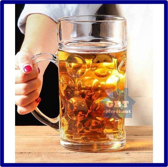 Extra Large Glass Beer Mug Thick Beer Mug 1200ml / 1.2Liter / Cawan ...