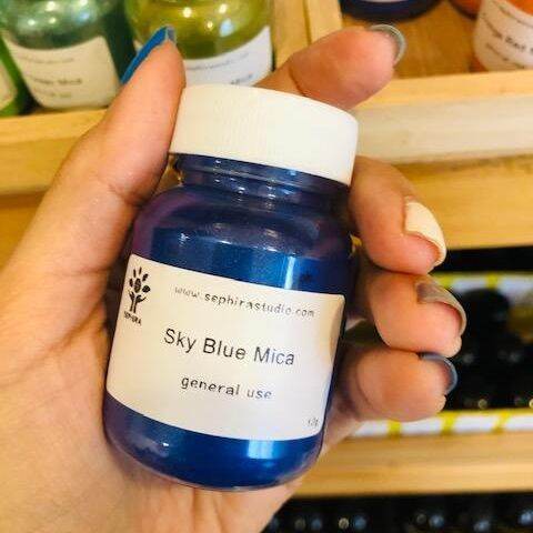 สีไมก้า สีน้ำเงินประกายSky Blue Mica Pigment Color-Cosmetic grade เกรด ...