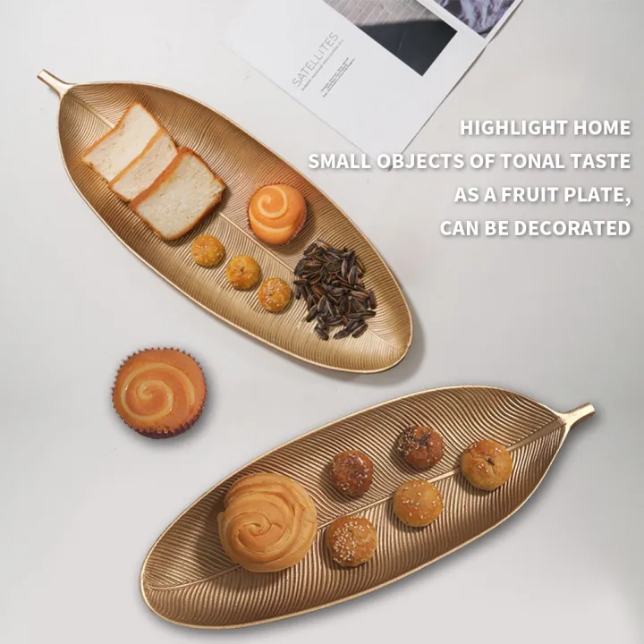 NEW Gold Wooden Tray Fruit Tray/candle Holder/table / Home /living Room Decor Golden Leaves Tray ...