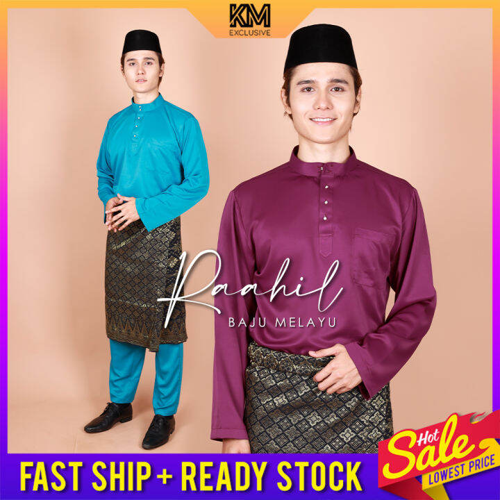 KM Muslimah Adult Raahil Size S-XL Morden Baju Melayu High Collar Front ...