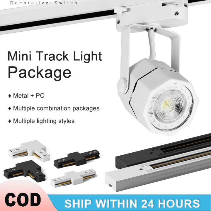 LED Track Light Thricolor Dimming Complete Set COB Spotlight Ceiling ...