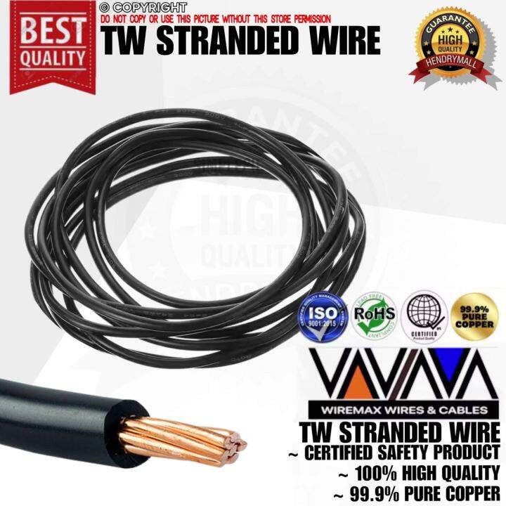 WIREMAX TW WIRE / THW THERMOPLASTIC WATER RESISTANT WIRE PURE COPPER 99.9% 14/7 2.0mm 12/7 3.5mm ...