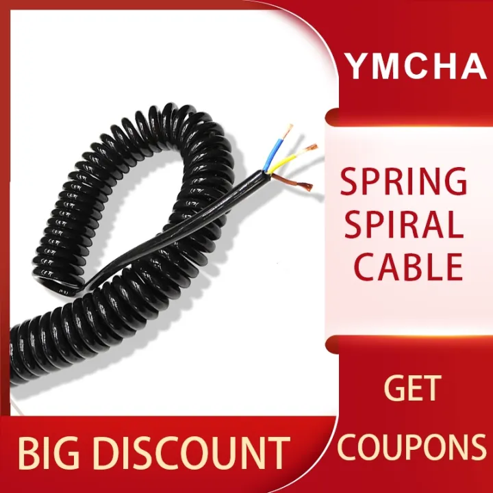 Black Wire Spring Spiral Cable 2 Cores 3/4/6/8 Multi Core Pins 0.2mm0 ...