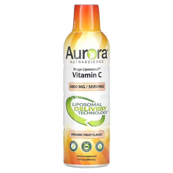 Aurora Nutrascience Mega-Liposomal Vitamin C Organic Fruit 3000 mg 16 ...