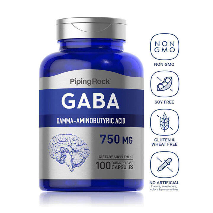 PipingRock GABA 750 mg, 100 Quick Release Capsules จำนวน 1 กระปุก | Lazada.co.th