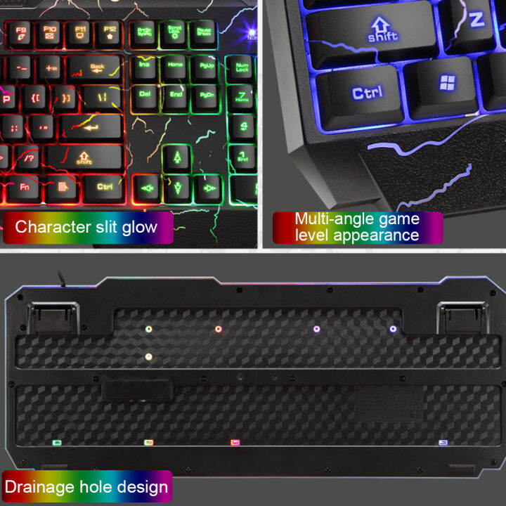 Gaming Keyboard Mouse Combo Usb Wired Keybord Gamer Kit Waterproof Multimedia Led Backlit Rgb