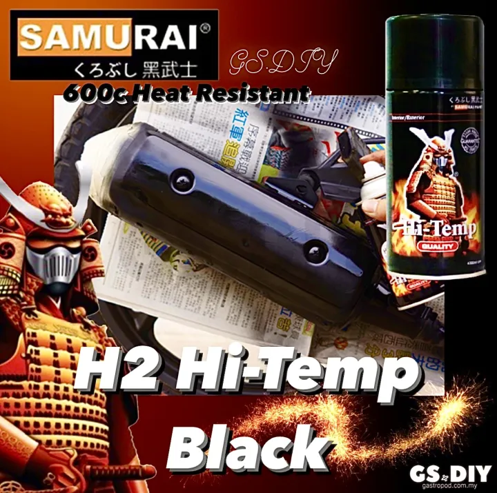 SAMURAI H2 Hi-Temp Black 600°c Heat Resistant Spray Paint🔥 Motor Spray Exhaust Tahan Panas Cat ...
