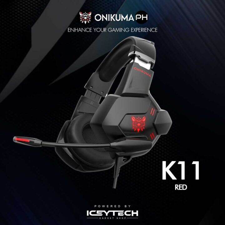 ONIKUMA K11 Gaming Headset with LED Red Light for ...
