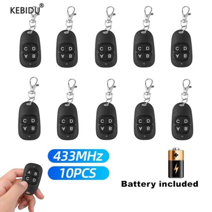 10pcs 433MHz Remote Control Copy Cloning Garage Door Remote Control Duplicator Key Fob Wireless ...