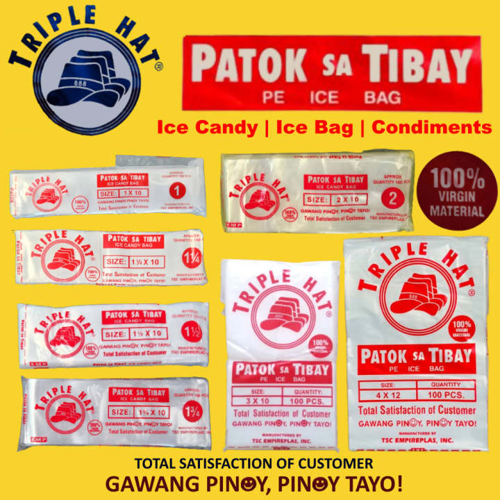 [100pcs] TRIPLE HAT PATOK ICE BAG PE PLASTIC - Disposable Plastic for ...