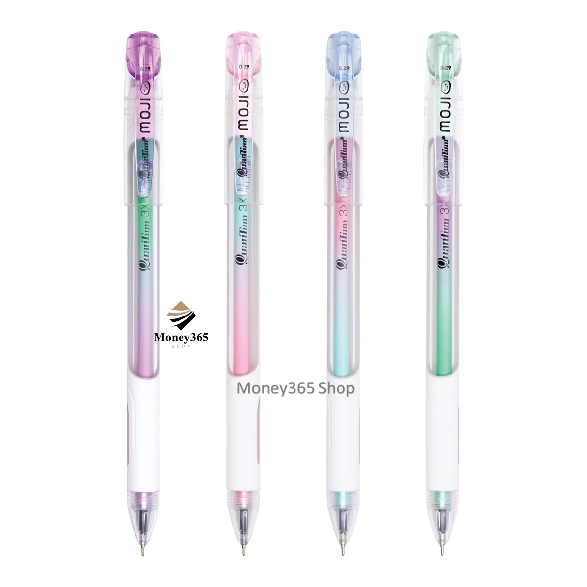 ปากกาควอนตั้ม โมจิ Quantum Moji 0.29 mm หมึกน้ำเงิน แพค 12 ด้าม คละสี !!!! แถมฟรี ปากกา 007 Hitz ...