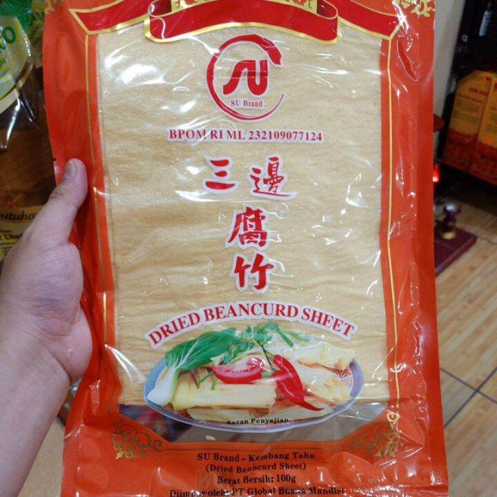 100gr Dried Beancurd Sheet/ Kulit Tahu Lembaran. Estimasi 40cm x 25cm isi 4 lembar/sheets ...