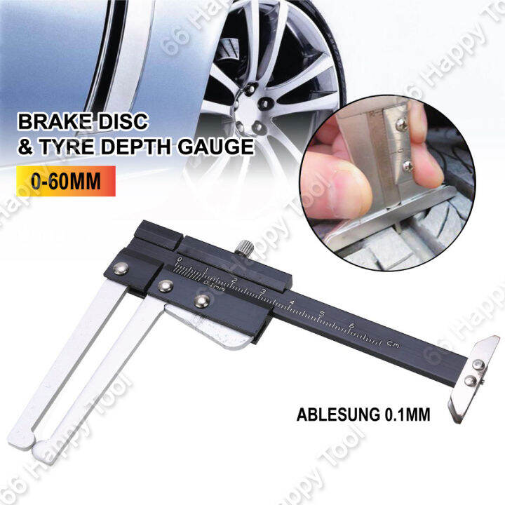 Brake Disc & Tire Depth Gauge Tire Thread Depth Aluminum Brake Disc Caliper Measurement Tool ...