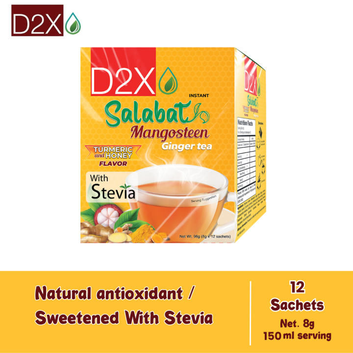 D2X Salabat Mangosteen Ginger Tea with Turmeric and Honey (8g x 12 ...