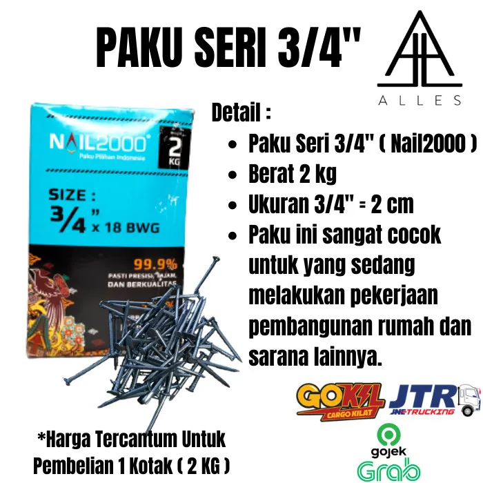 Paku Seri 3/4" / Paku Seri Kayu Triplek Kecil / Nail2000 | Lazada Indonesia