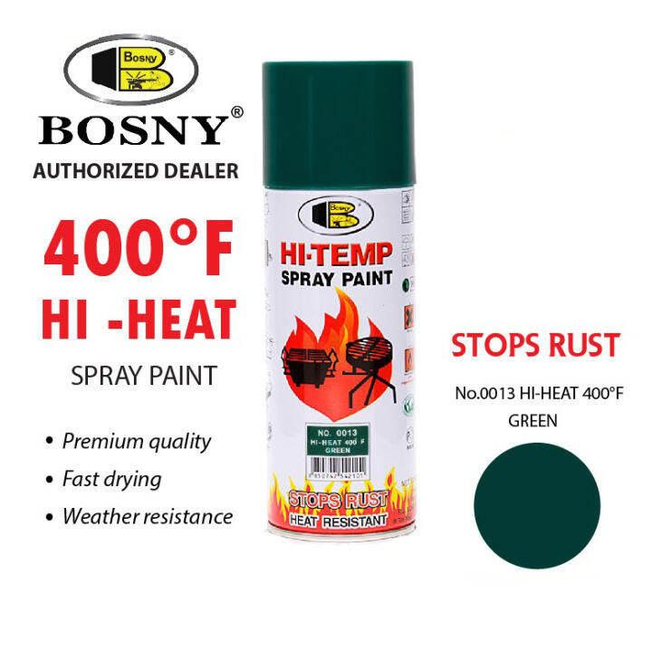 Bosny High Heat Hi Temp Resistant 400F Spray Paint No.0013 Green Hi ...