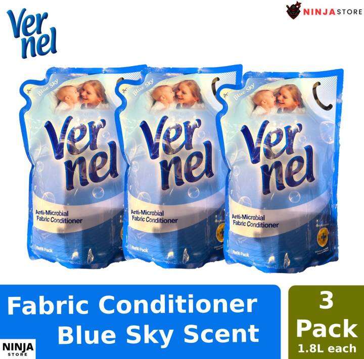 Vernel Fabric Conditioner Blue Sky Refill Pack, 1.8 Liters - Pack of 3 ...