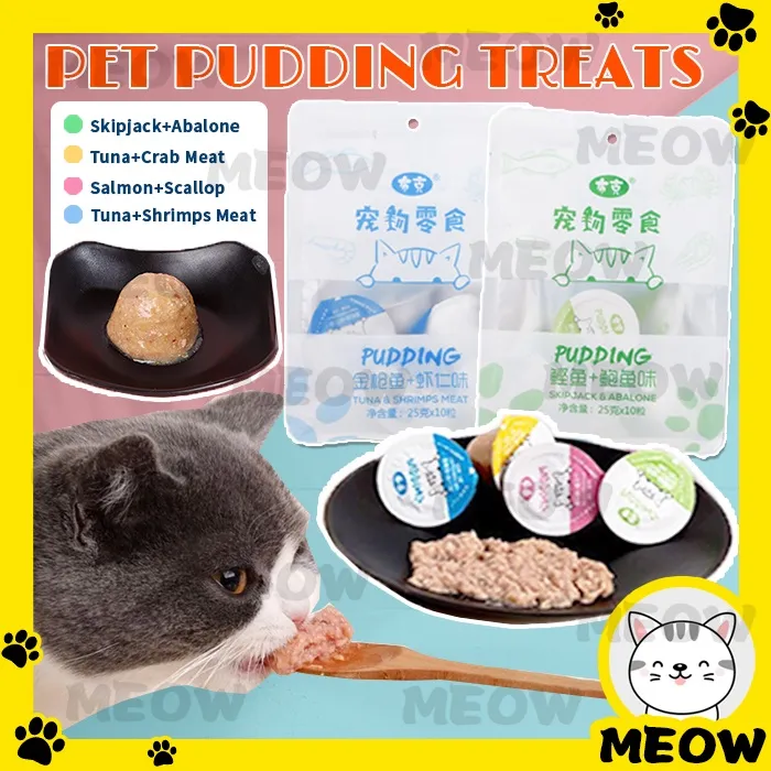 MEOW 25G Cat Goat Milk Pudding Snack Cat Treat Kucing Makan Calcium ...